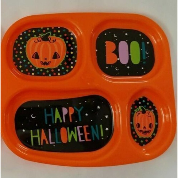 Bullseye Playground | Holiday | Halloween Divided Plate Orange Pumpkin ...